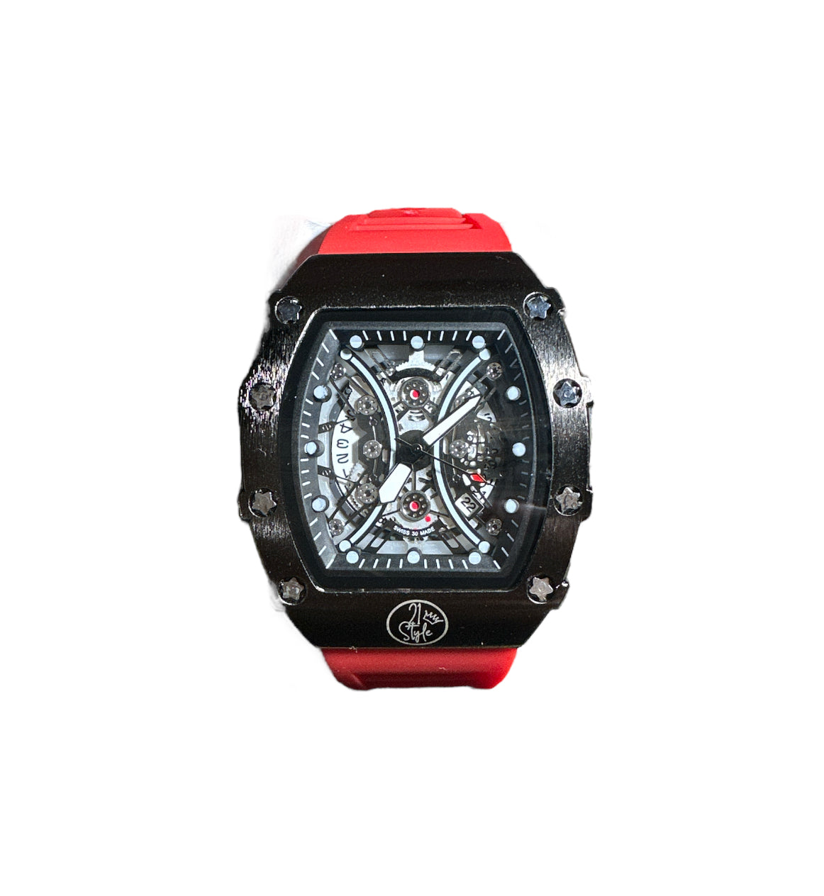 Red Strap Modern Men’s Watch – 21Style